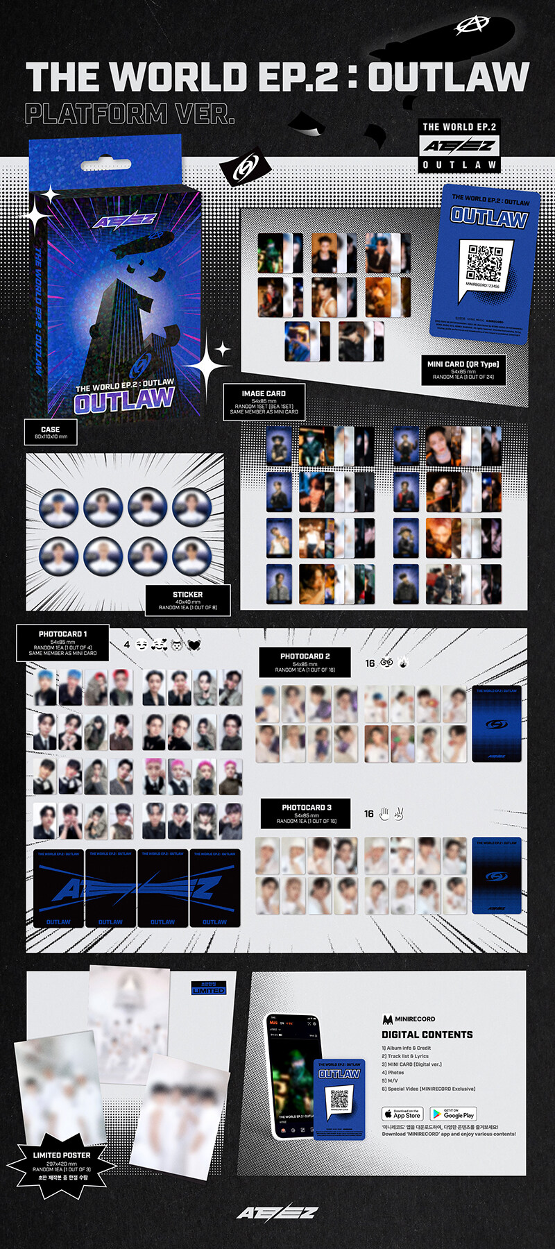 Ateez The World Ep Outlaw Platform Ver Carte Photographique My XXX 